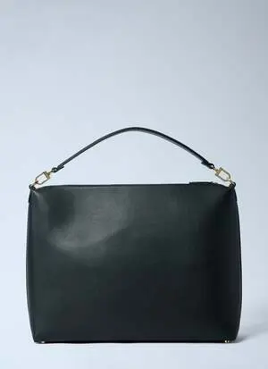 TOTEME Medium Bevel Grained Leather Shoulder Bag - Black