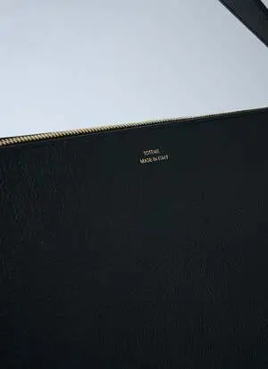 TOTEME Medium Bevel Grained Leather Shoulder Bag - Black