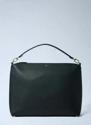 TOTEME Medium Bevel Grained Leather Shoulder Bag - Black