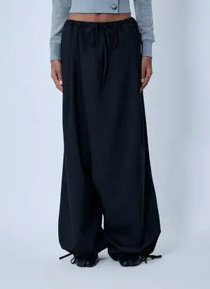 Marni Wool Wide-leg Pants With Drawstring Waist