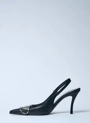 DIESEL® D-venus Sb Leather Pumps With Logo Hardware - Black