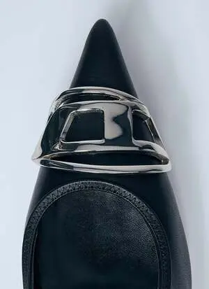 DIESEL® D-venus Sb Leather Pumps With Logo Hardware - Black
