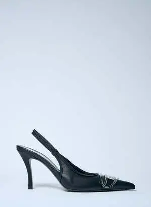 DIESEL® D-venus Sb Leather Pumps With Logo Hardware - Black