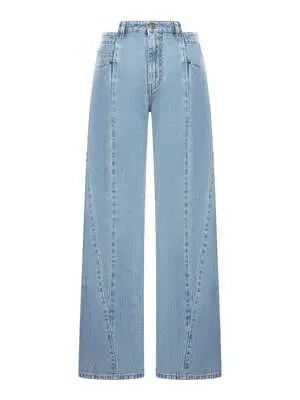 MAISON MARGIELA Wide Leg Denim Jeans With Cut-out Detail - Multicolor