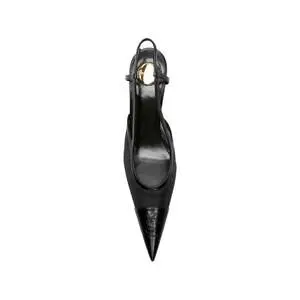 Saint Laurent Leather And Mesh Pointed Toe Slingback Stiletto Heels