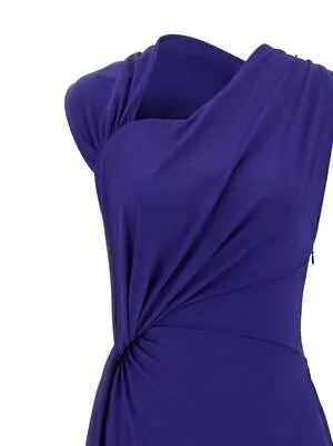 Victoria Beckham Asymmetrical Neckline Fluid Drape Midi Dress
