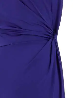 Victoria Beckham Asymmetrical Neckline Fluid Drape Midi Dress