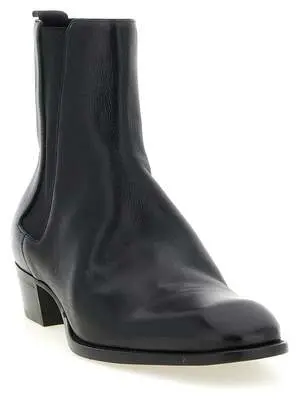 Saint Laurent Stanton Hammered Leather Ankle Boots