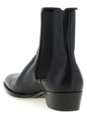Saint Laurent Stanton Hammered Leather Ankle Boots