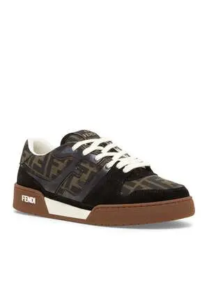 Fendi Suede And Ff Jacquard Lace-up Sneakers - Multicolor