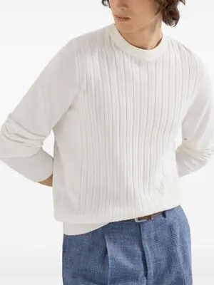 Brunello Cucinelli Textured Cotton Crewneck Sweater - Multicolor