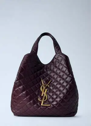 Saint Laurent Icare Maxi Quilted Leather Tote With Gold Tone Logo Hardware