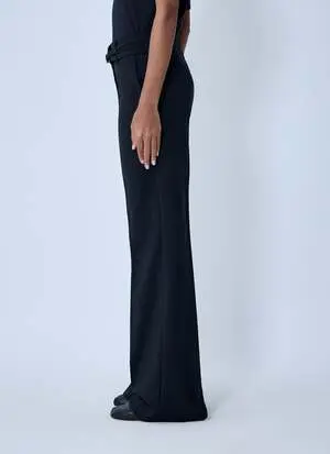 Sportmax High-rise Wide-leg Wool Trousers With Tie Belt