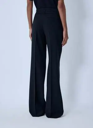 Sportmax High-rise Wide-leg Wool Trousers With Tie Belt