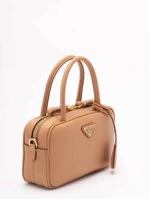 Prada Calf Leather Satchel Bag With Gold Tone Hardware - Multicolor