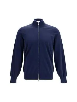 Brunello Cucinelli Rib Knit Cotton Cardigan - Blue