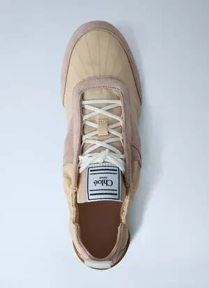 Chloé Kick Sneakers In Mixed Materials - Pink