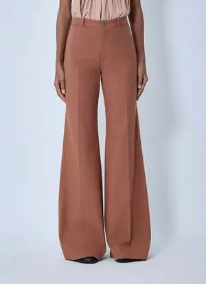 Chloé High Rise Flared Cotton Canvas Pants - Brown