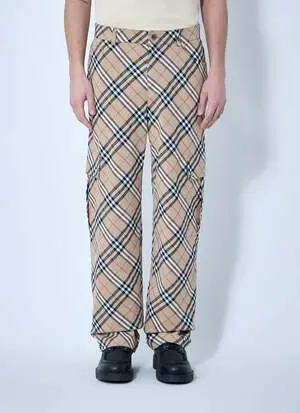 Burberry Check Linen-blend Cargo Pants - Cream