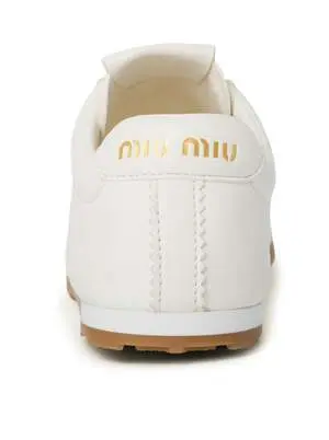 Miu Miu Perforated Lamb Skin Sneakers - Cream