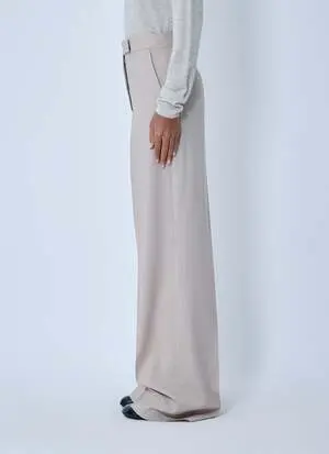 Max Mara Tailored Wide-leg Pants In Wool Silk Blend - Green