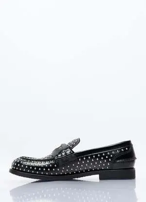 Miu Miu Studded Leather Loafers - Black
