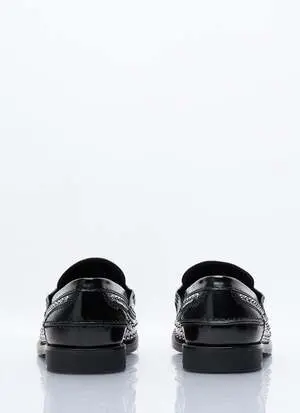 Miu Miu Studded Leather Loafers - Black