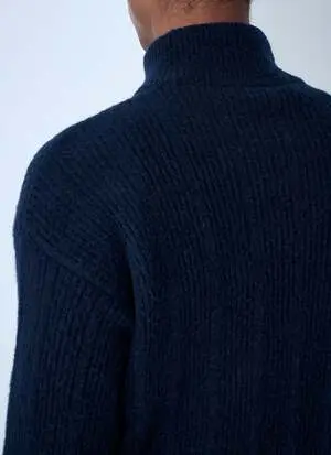 Marni Logo Embroidered Zip-up Wool-cashmere Sweater - Blue