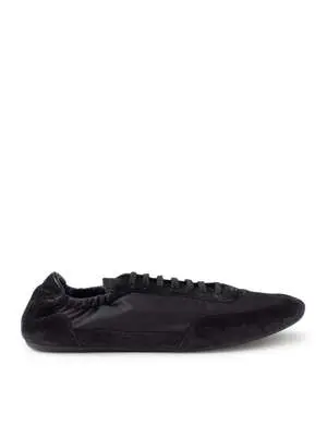 Prada Collapse Sneakers In Re-nylon And Suede - Black