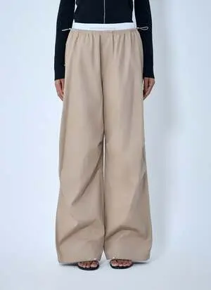 Alexander Wang Wide-leg Elasticated Waist Cotton Pants - Cream