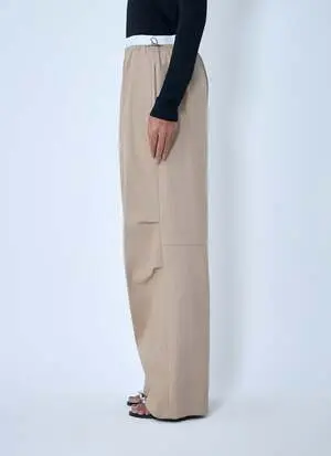 Alexander Wang Wide-leg Elasticated Waist Cotton Pants - Cream