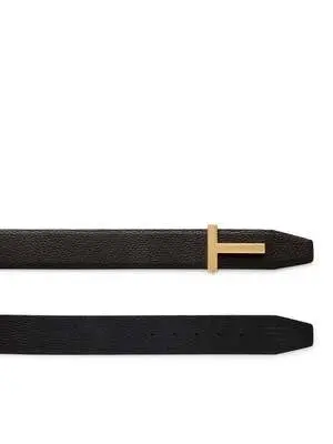 TOM FORD Ridge T Reversible Belt In Hammered Leather