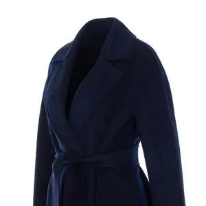 Max Mara Belted Wool And Silk Blend Coat - Blue