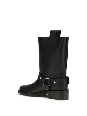 GANNI Biker Boots With Buckle And Stud Detailing - Black