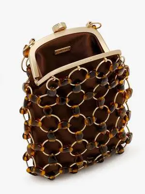 Cult Gaia Brielle Pearl Embellished Leather Wristlet - Multicolor