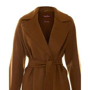 Max Mara Belted Long-sleeve Wool Blend Coat - Brown