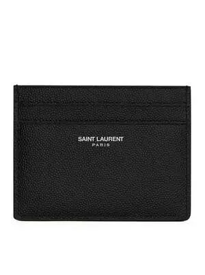 Saint Laurent Saint Laurent Men Saint Laurent Paris Black Textured Leather Credit Card Holder Black