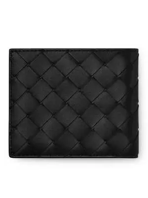 Bottega Veneta Bi-fold Woven Wallet With Coin Purse - Black