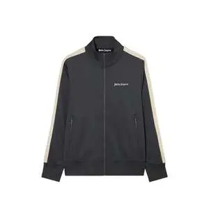 Palm Angels Zip Up Bomber Jacket With Striped Detail