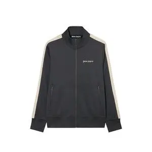 Palm Angels Zip Up Bomber Jacket With Striped Detail - Gray