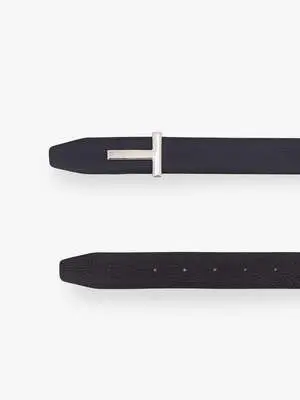 TOM FORD Hammered Leather Belt With Metal Buckle - Multicolor