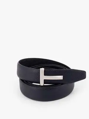 TOM FORD Hammered Leather Belt With Metal Buckle - Multicolor