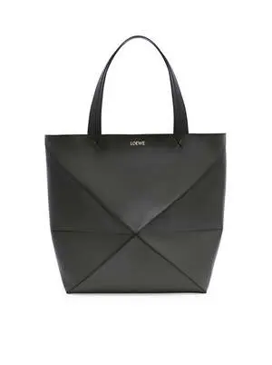 Loewe LOEWE Polished Calfskin Puzzle Fold Tote XL Bag Black