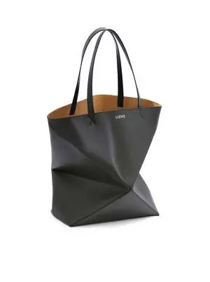 Loewe Polished Calfskin Puzzle Fold Tote Xl Bag - Black