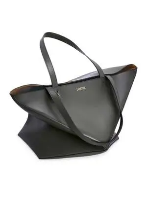 Loewe Polished Calfskin Puzzle Fold Tote Xl Bag - Black