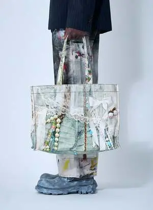 Acne Studios Tote Bag With Trompe L'oeil Print - Multicolor