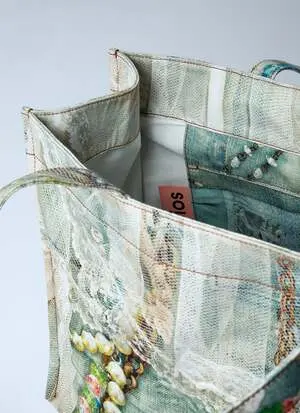 Acne Studios Tote Bag With Trompe L'oeil Print - Multicolor