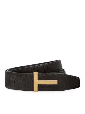 TOM FORD Ridge T Reversible Belt In Hammered Leather - Multicolor