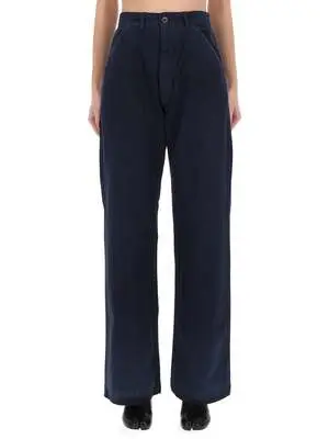 MAISON MARGIELA Herringbone Wide Leg Jeans - Blue