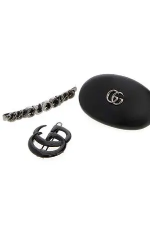 Gucci Leather And Metal Hair Clips Set